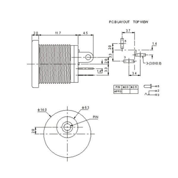 Conector Jack DC-022 para Arduino – Novatronic