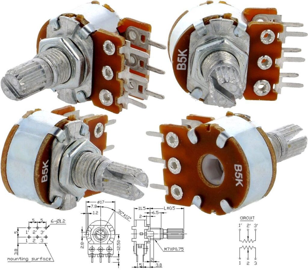 Potenciómetro Doble (50K – 100k) 15mm – Novatronic